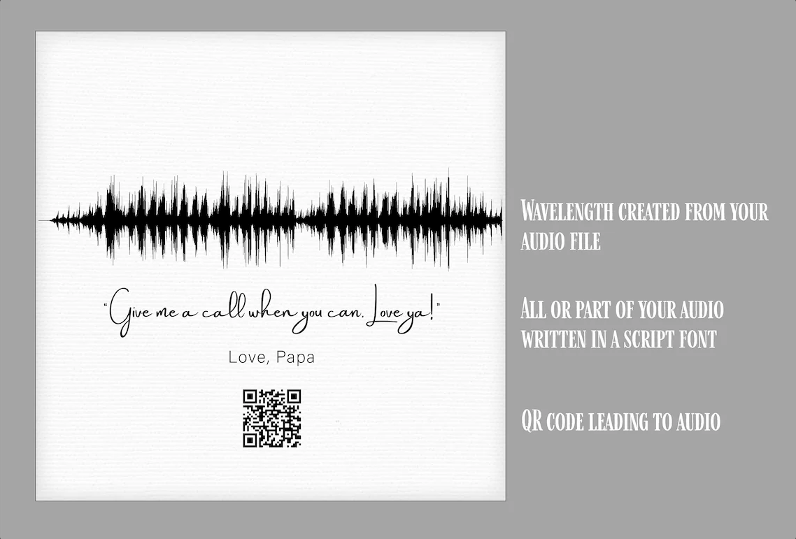 Soundwave Art Custom Voicemail with QR Code – Inspired Decor Co